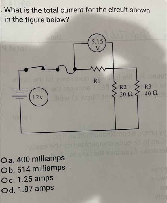 Solved What is the total current for the circuit shown in | Chegg.com