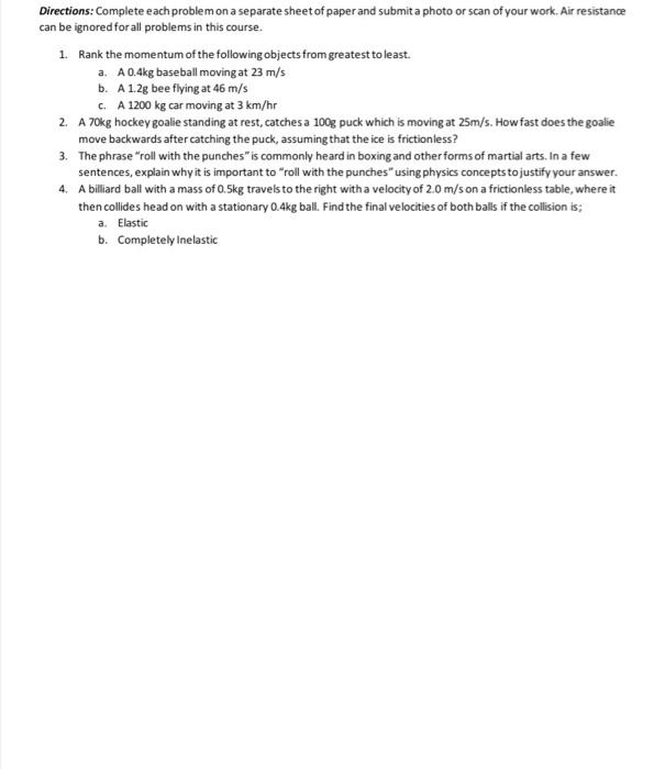 Solved Directions: Complete each problem on a separate sheet | Chegg.com