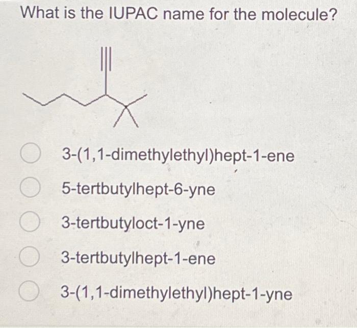 Solved What is the IUPAC name for the molecule? | Chegg.com