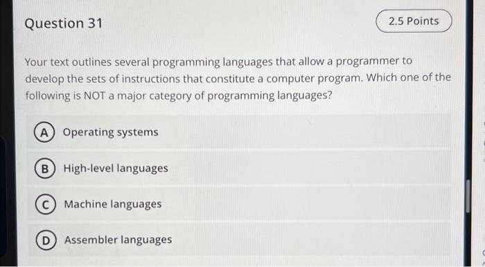 Solved Your text outlines several programming languages that | Chegg.com