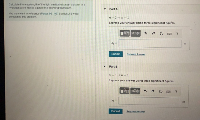 Solved Calculate The Wavelength Of The Light Emitted When An