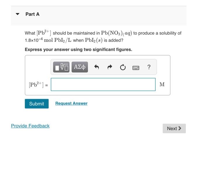 Solved What [Pb2+] should be maintained in Pb(NO3)(aq) to | Chegg.com