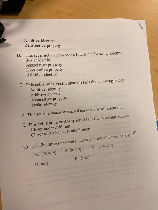Solved Additive identity Distributive property B. This set | Chegg.com