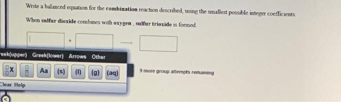Solved Write a balanced equation for the combination | Chegg.com