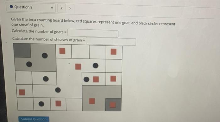 Solved Question 8 Given the Inca counting board below, | Chegg.com