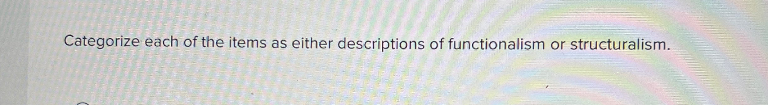 Solved Categorize each of the items as either descriptions | Chegg.com
