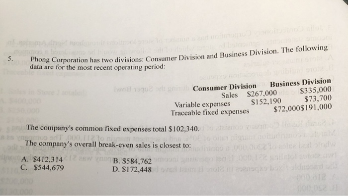 Solved Corporation has two divisions: Consumer Division and | Chegg.com