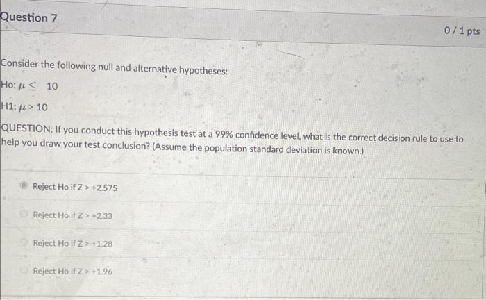 Solved Consider the following null and alternative | Chegg.com