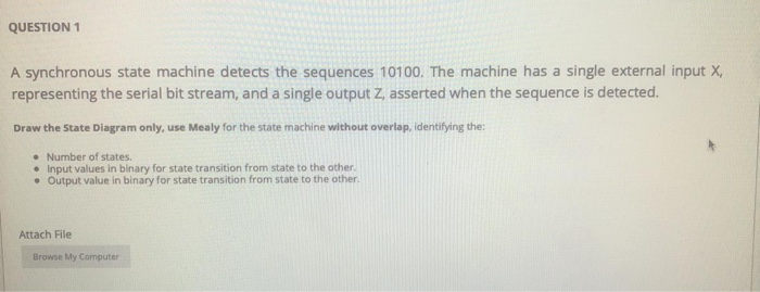 Solved QUESTION 1 A synchronous state machine detects the | Chegg.com
