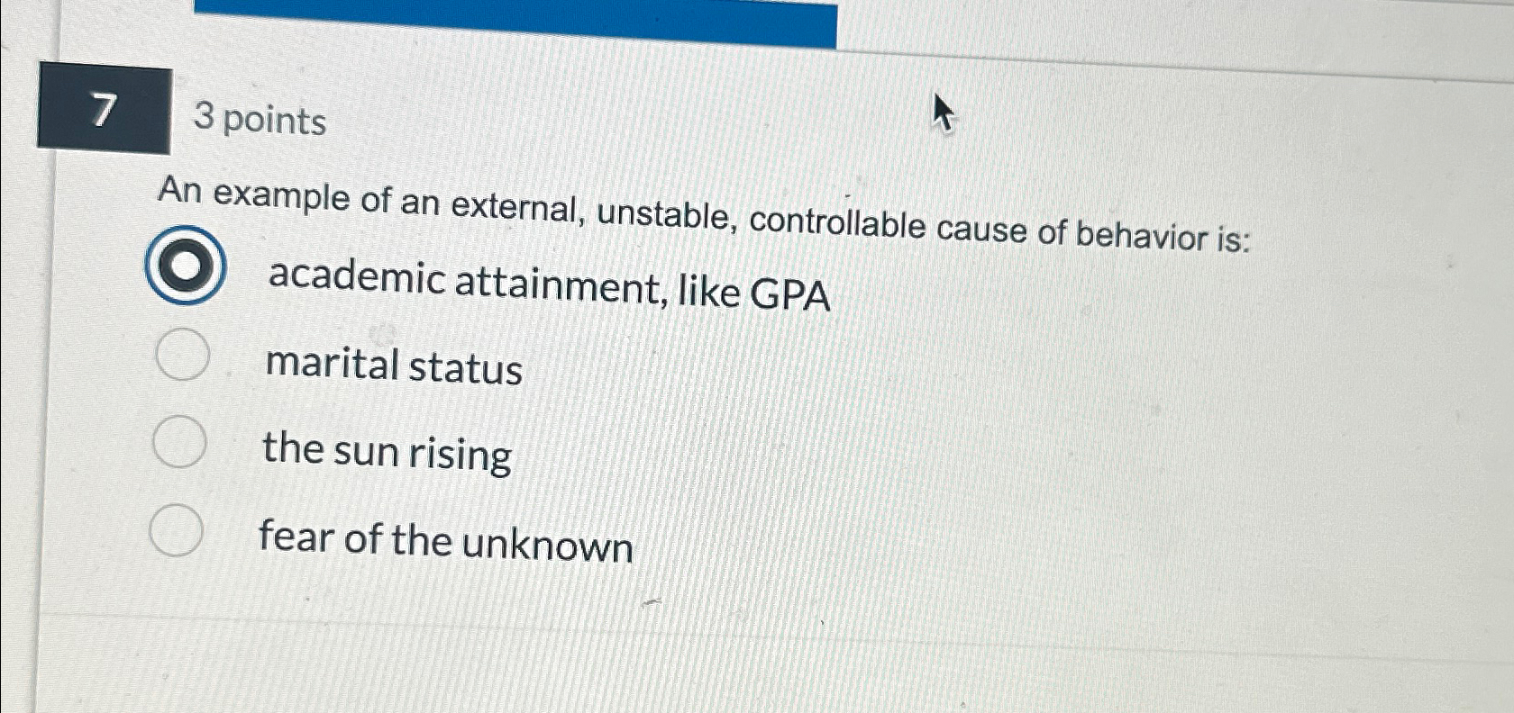 Solved 73 ﻿pointsAn example of an external, unstable, | Chegg.com