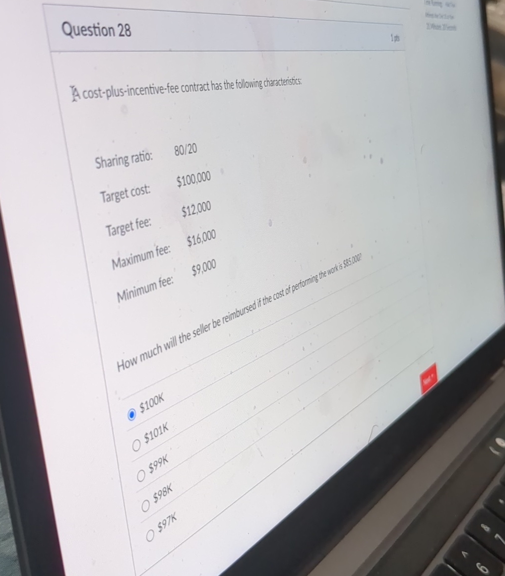 Solved Question 28A cost-plus-incentive-fee contract has the | Chegg.com