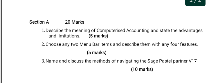 Solved Section A 20 Marks 1.Describe the meaning of | Chegg.com