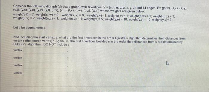 Solved Consider the following digraph (directed graph) with | Chegg.com