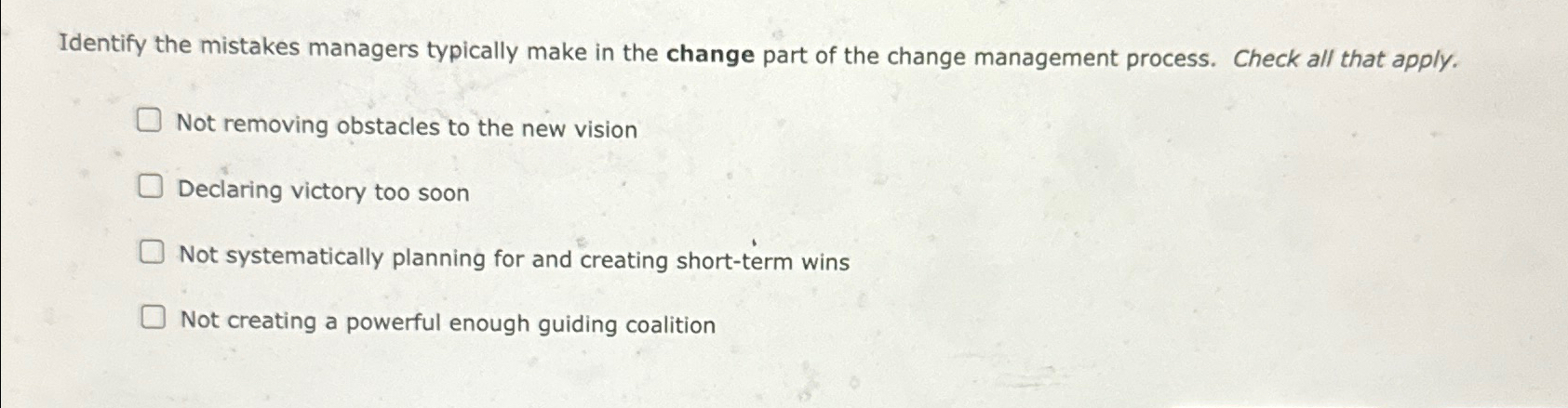 Solved Identify the mistakes managers typically make in the | Chegg.com