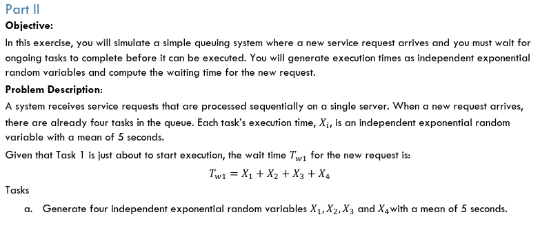 Solved Part IIObjective:In ﻿this exercise, you will simulate | Chegg.com