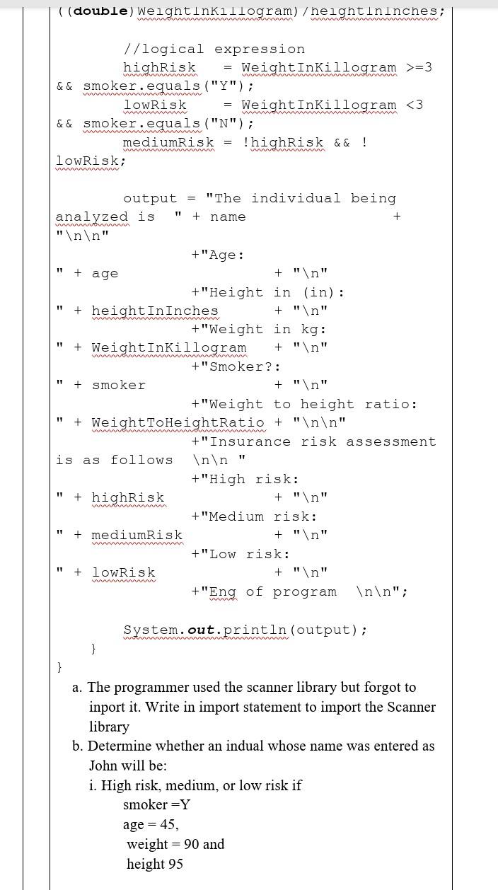 Solved An insurance company charges premium after assessing | Chegg.com