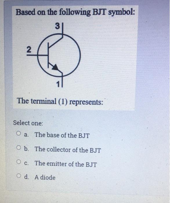 Solved Based on the following BJT symbol: 3 2 The terminal | Chegg.com