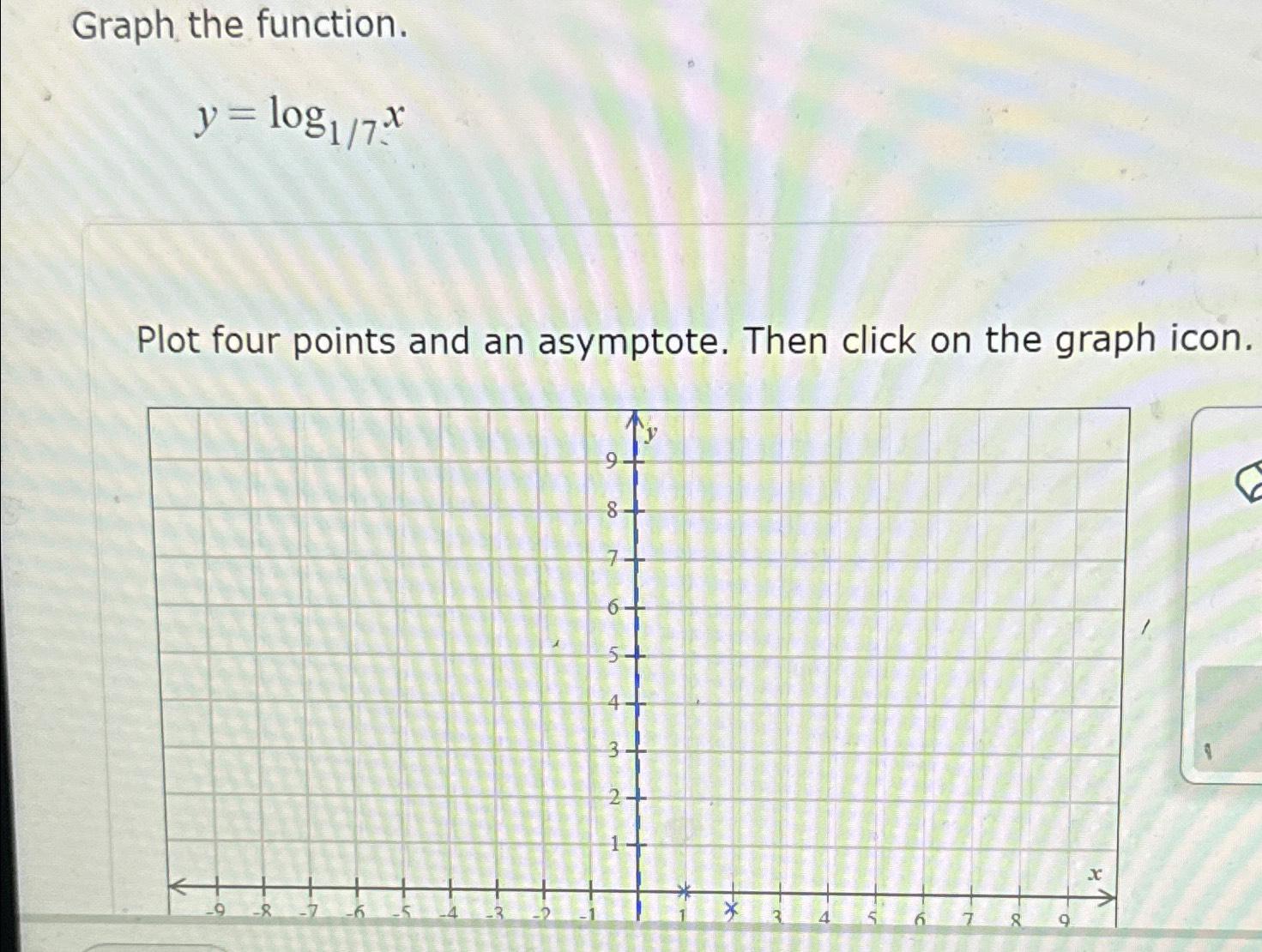 Solved Graph the function.y=log17xPlot four points and an | Chegg.com