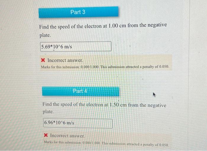 Solved An electron enters a region between two large | Chegg.com