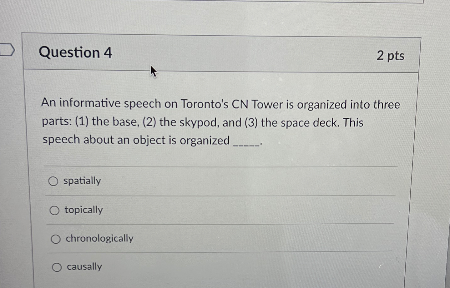 Solved Question 42ptsAn informative speech on Toronto's CN | Chegg.com