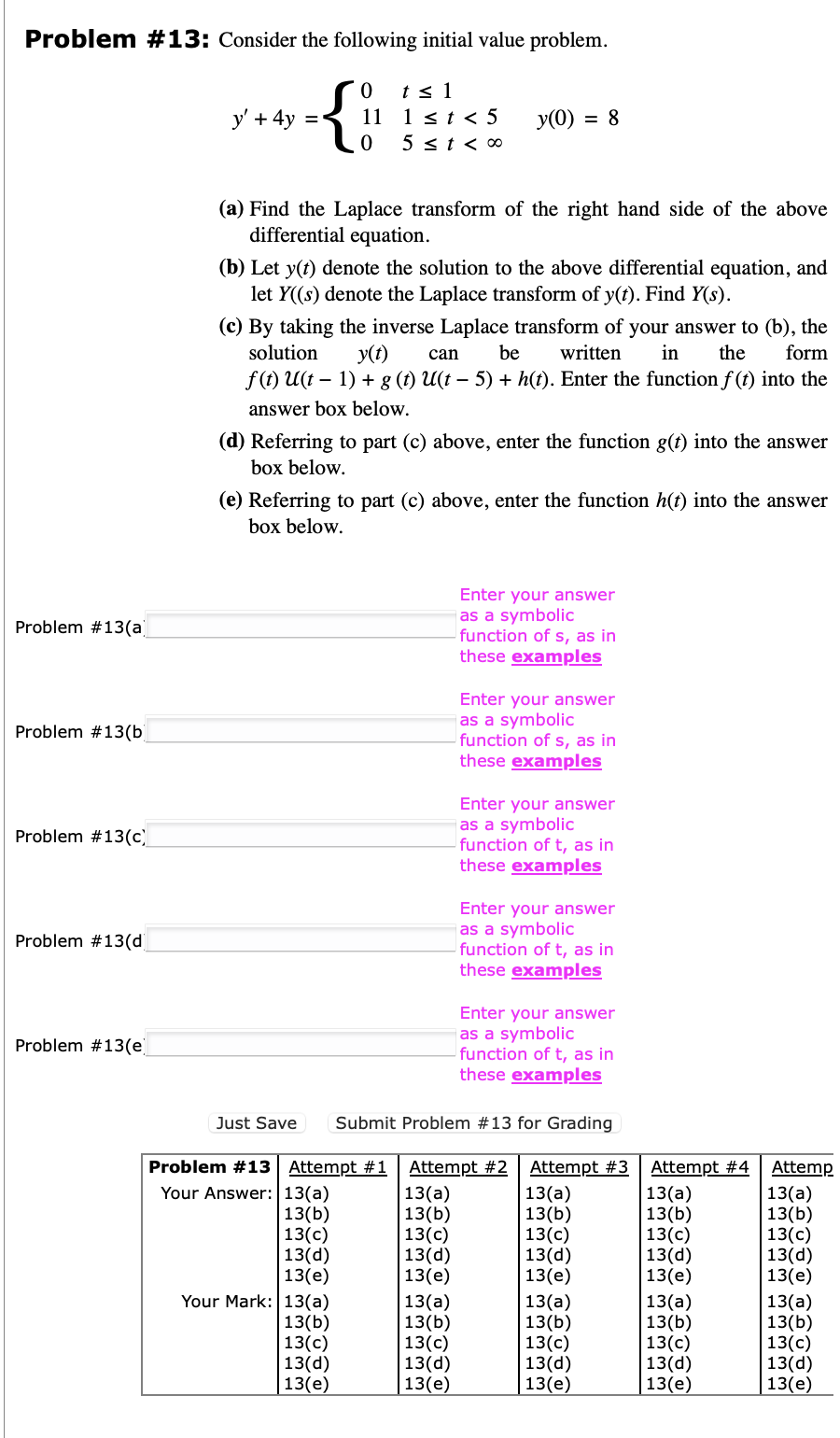 Solved Problem 13 Consider The Following Initial Value Chegg
