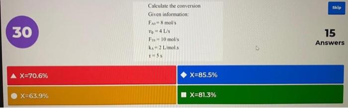 Solved Skip 30 Calculate the conversion Given information: | Chegg.com