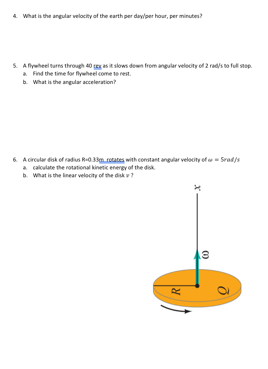 Solved What is the angular velocity of the earth per day/per | Chegg.com