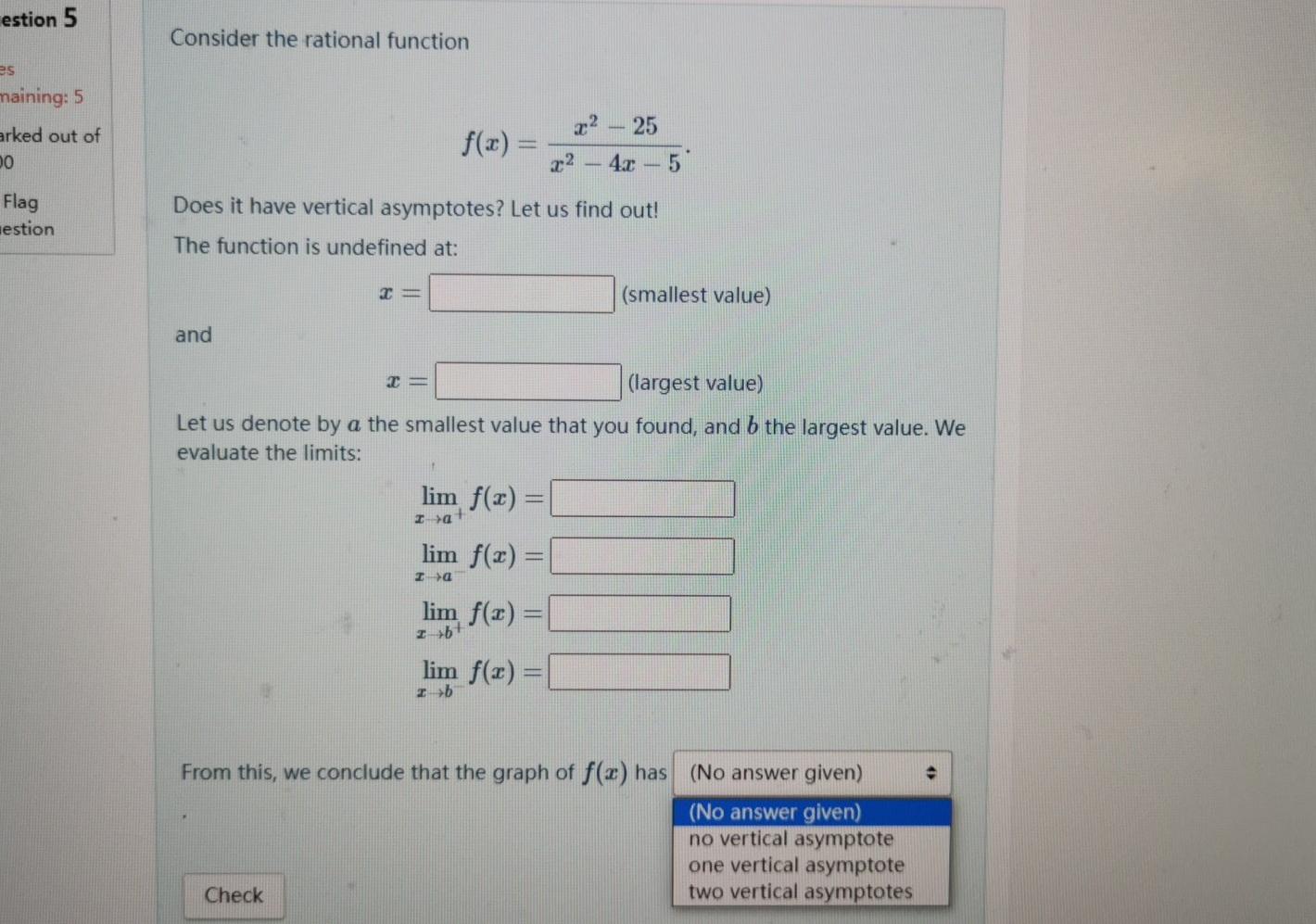 Solved estion 5 Consider the rational function es maining: 5 | Chegg.com Solved estion 5 Consider the rational function es maining: 5 | Chegg.com