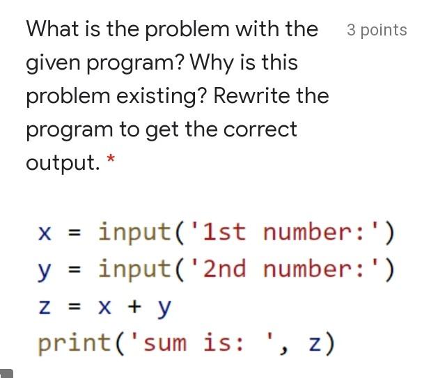 Solved 3 points What is the problem with the given program? | Chegg.com