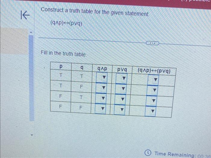 Solved Construct a truth table for the given statement. | Chegg.com