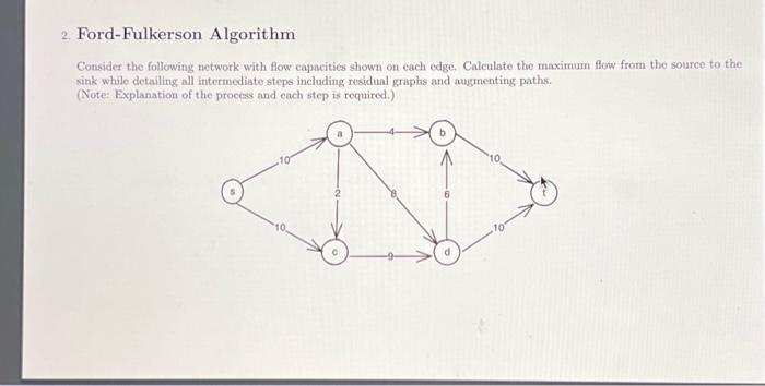 Solved Consider the following network with flow capacities | Chegg.com