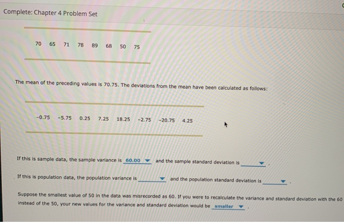 Solved Complete: Chapter 4 Problem Set 70 65 71 78 89 68 50 | Chegg.com