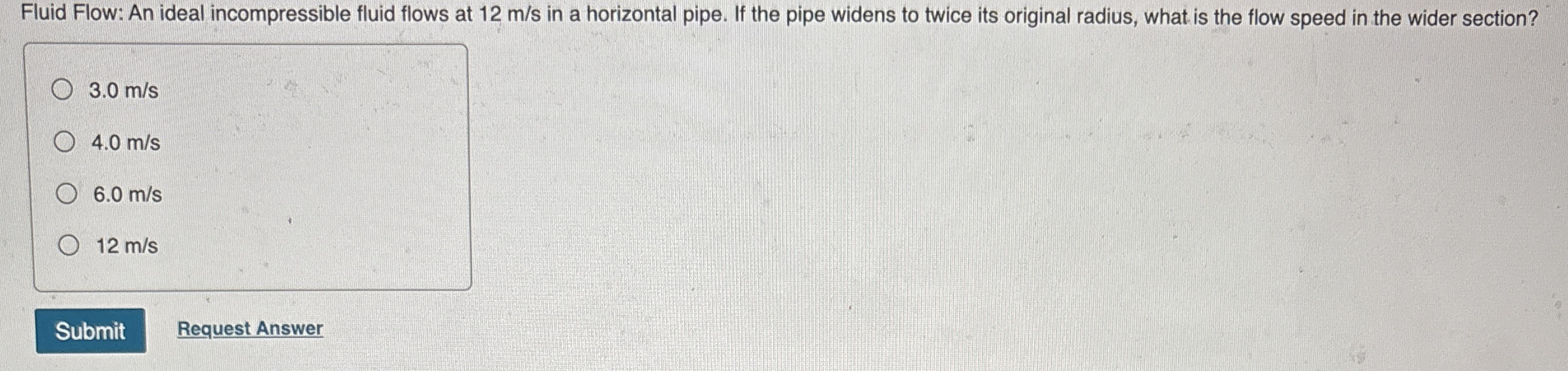 Solved Fluid Flow: An ideal incompressible fluid flows at | Chegg.com