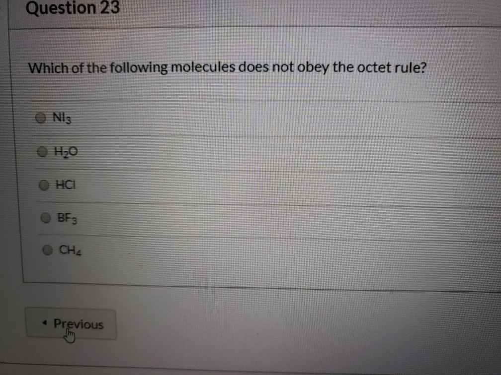 Solved Question 23 Which of the following molecules does not | Chegg.com