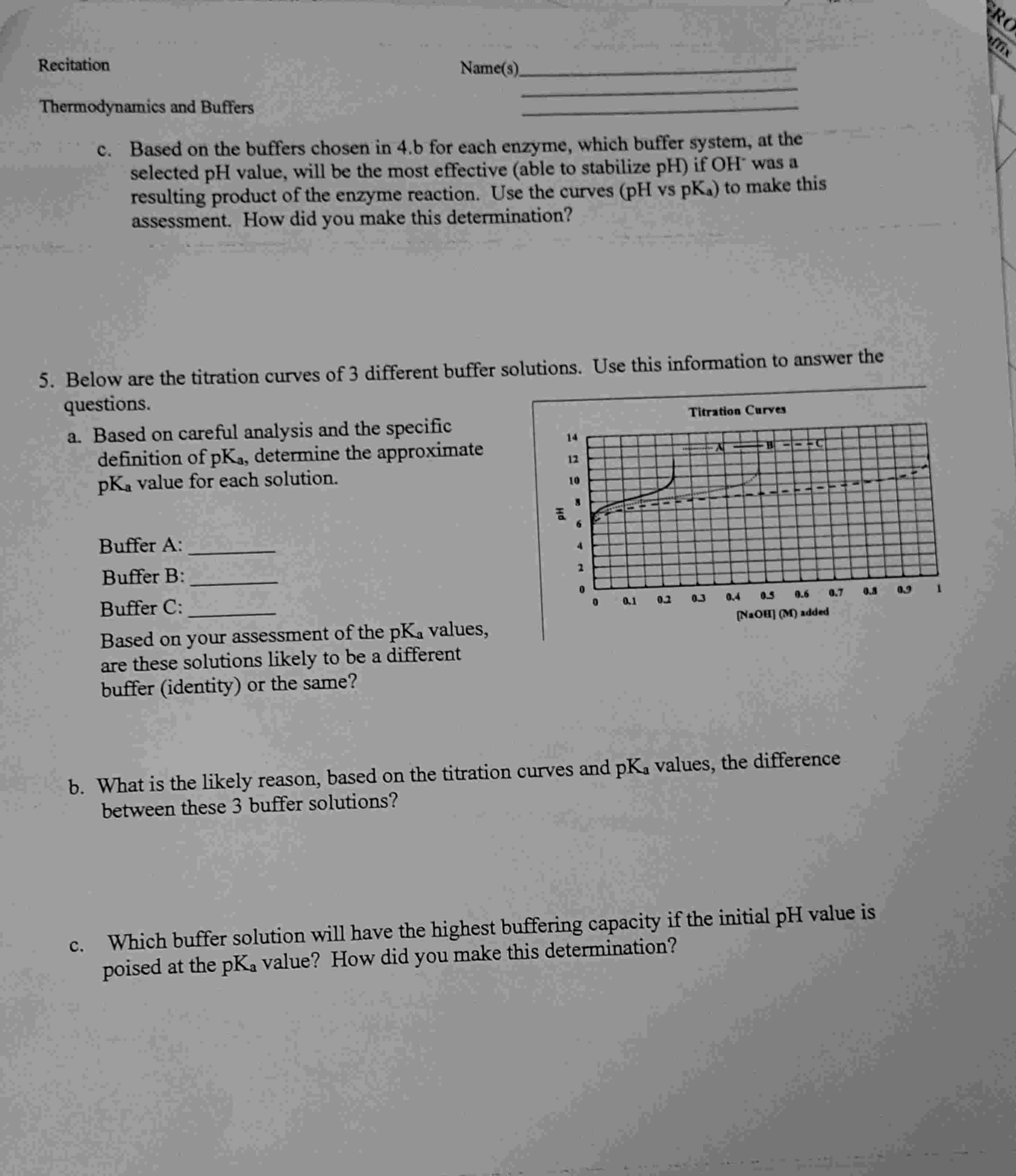 Solved Thermodynamics and Buffersc. ﻿Based on the buffers | Chegg.com