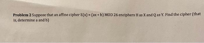 Solved Problem 2 Suppose that an affine cipher E(x)=(ax+b) | Chegg.com