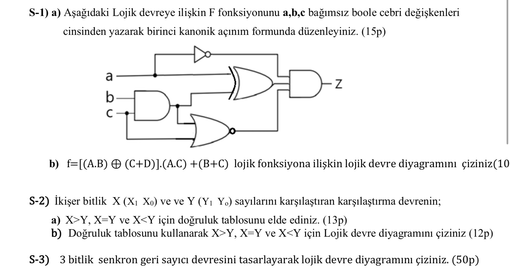 S-1) ﻿a) ﻿Aşağıdaki Lojik devreye ilişkin F | Chegg.com