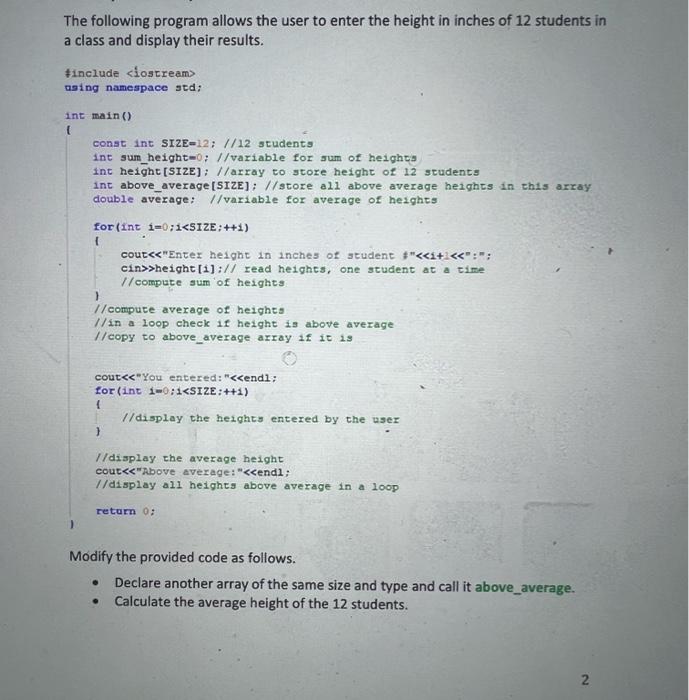 Solved The following program allows the user to enter the | Chegg.com