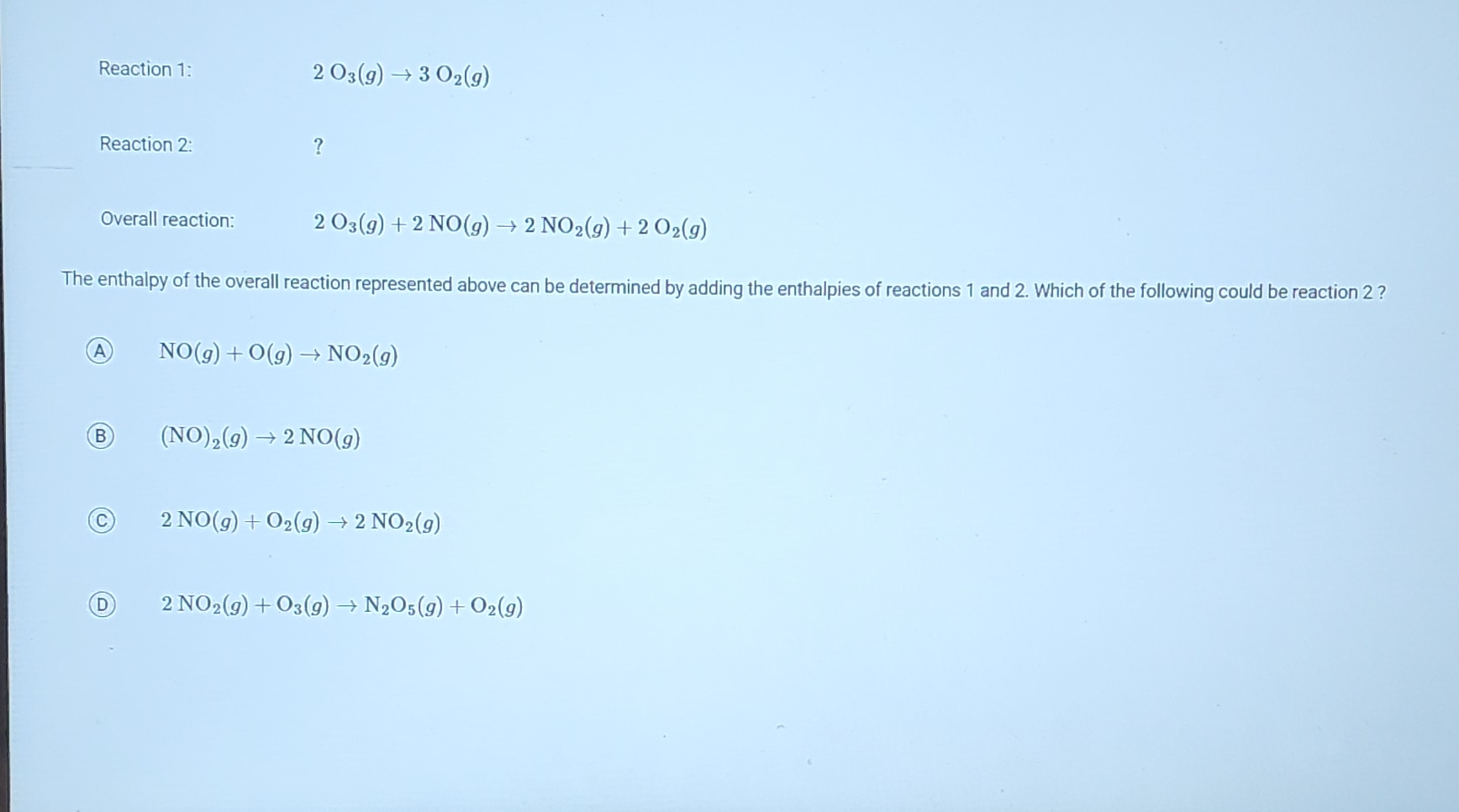 Solved Reaction 1:2O3(g)→3O2(g)Reaction 2 ﻿:?Overall | Chegg.com