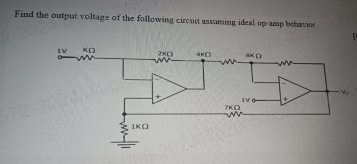 Solved Find the output voltage of the following circuit | Chegg.com
