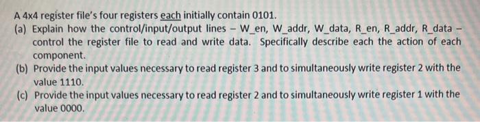 Solved A 4×4 register file's four registers each initially | Chegg.com