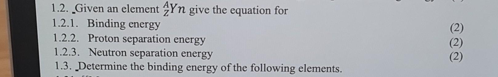 Solved 1.2. Given an element ZAYn give the equation for | Chegg.com