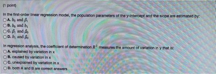 Solved In the first-order linear regression model, the | Chegg.com