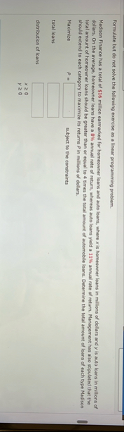 Solved Formulate but do not solve the following exercise as | Chegg.com