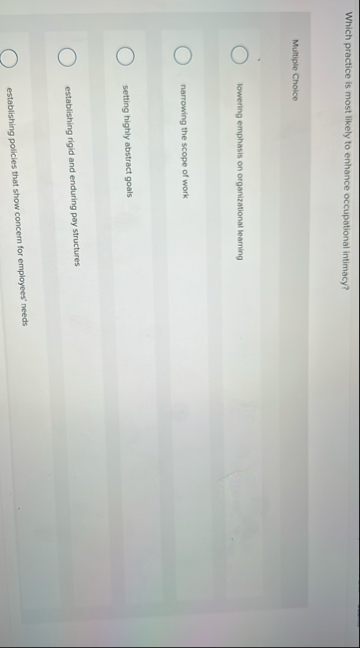 Solved Which practice is most likely to enhance occupational | Chegg.com