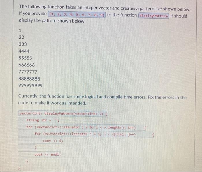 Solved The following function takes an integer vector and | Chegg.com
