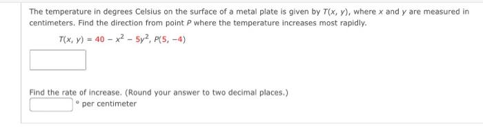 Solved The temperature in degrees Celsius on the surface of | Chegg.com