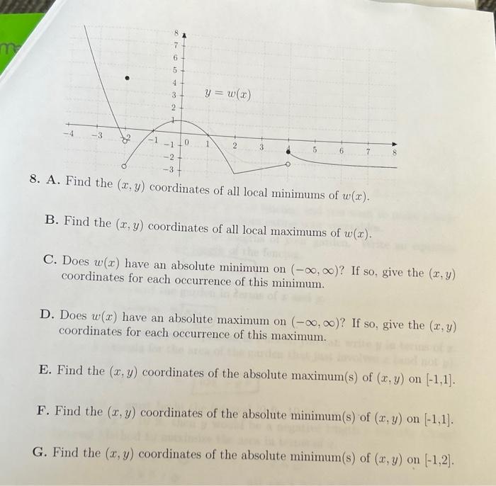 Solved 8. A. Find the (x,y) coordinates of all local | Chegg.com