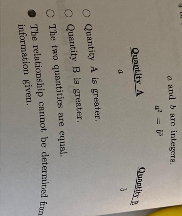 Solved a and b are integers. a² = 6³ Quantity A a Quantity B | Chegg.com
