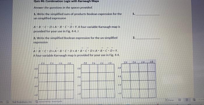 Solved 1 Write The Simplified Sum Of Products Boolean 3634